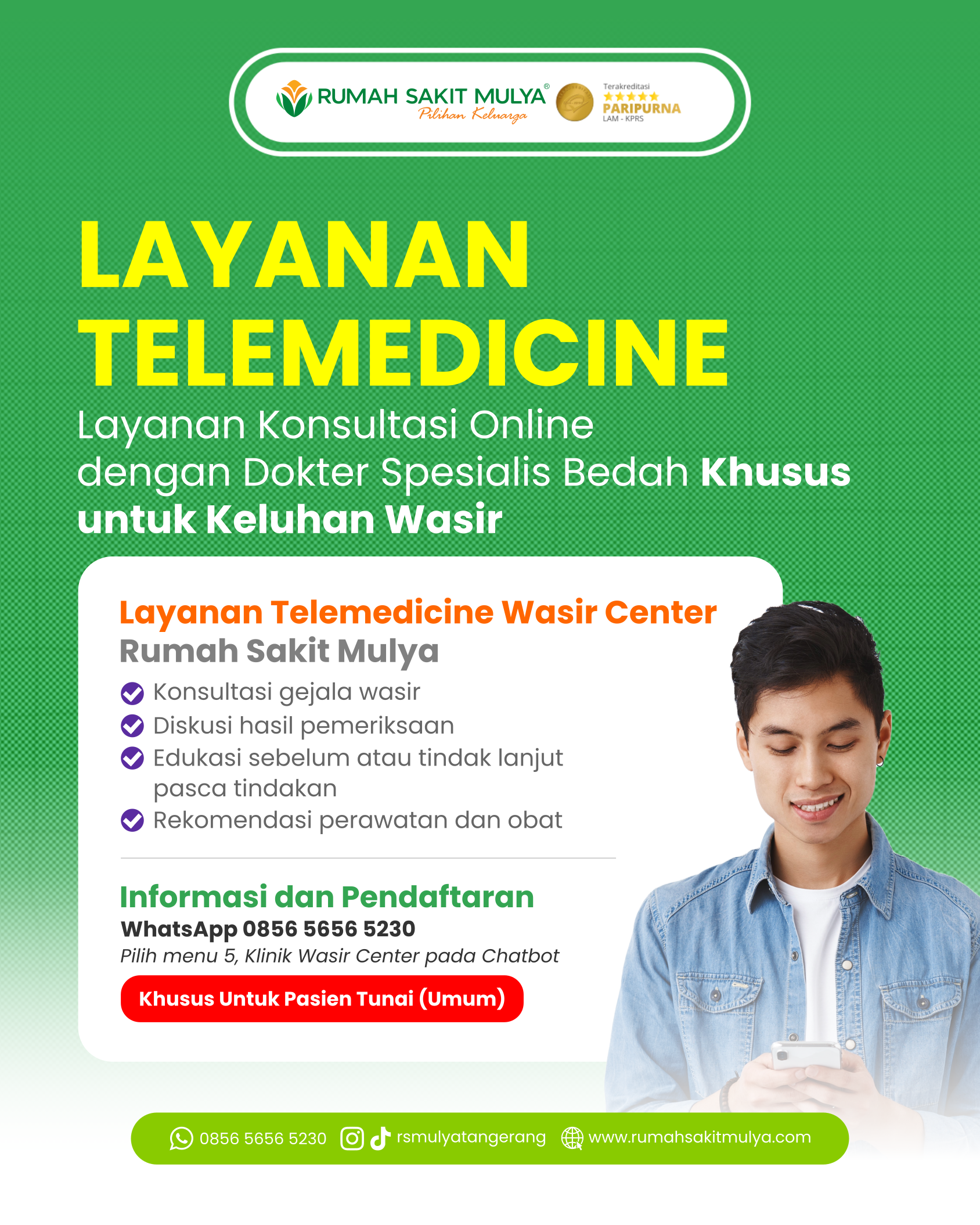 Konsultasi Wasir Online, Telemedicine Wasir Center RS Mulya